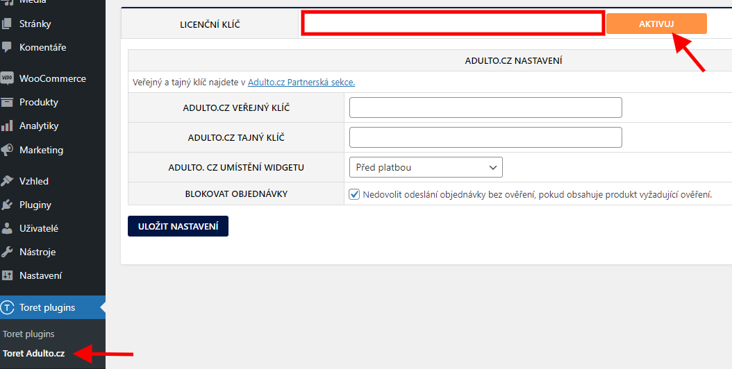 Dokumentace pluginu Toret Adulto.cz
