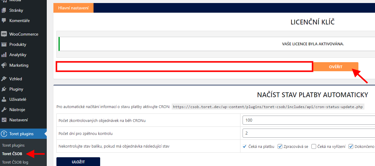Dokumentace pluginu Toret ČSOB