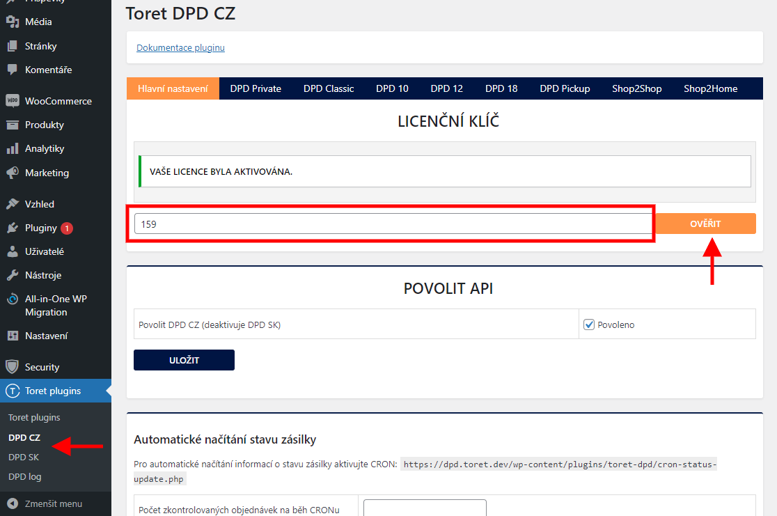 Dokumentace pluginu Toret DPD