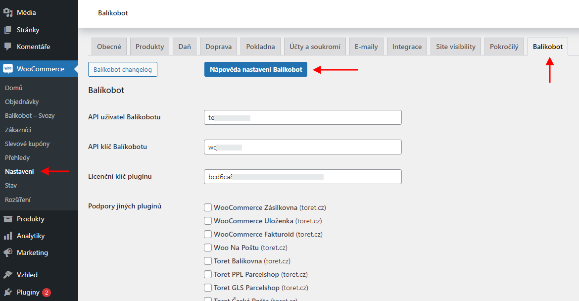 Dokumentace pluginu Toret Balíkobot